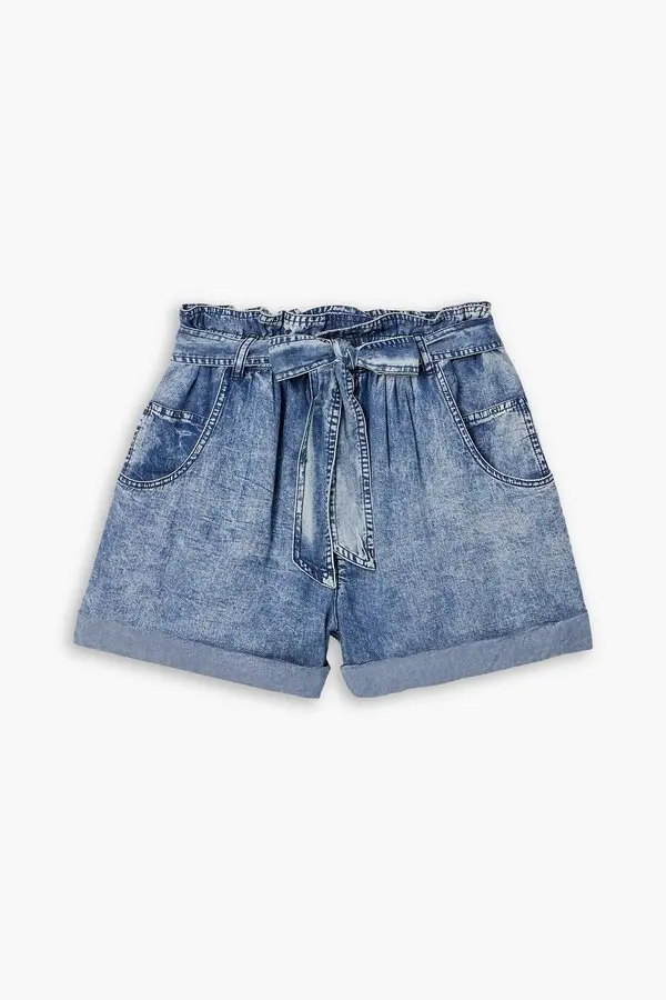 MARANT ETOILE Belted Chambray Shorts - Blue