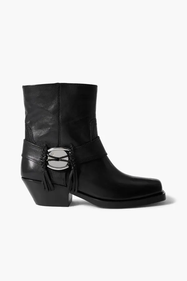 Isabel Marant Étoile Akson Embellished Tasseled Leather Ankle Boots
