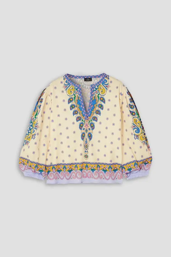 Etro Printed Cotton Puff Sleeve Blouse