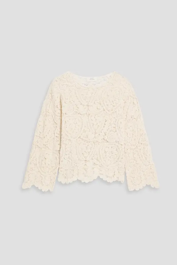 Loulou De Saison Arold Silk Crocheted Lace Sweater - Ivory