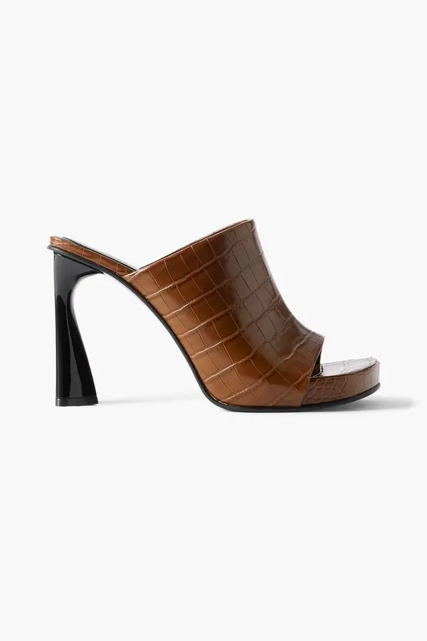 Stella McCartney Elsa Glossed Croc-effect Mules
