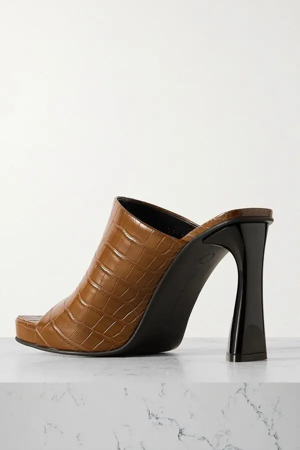 Stella McCartney Elsa Glossed Croc-effect Mules