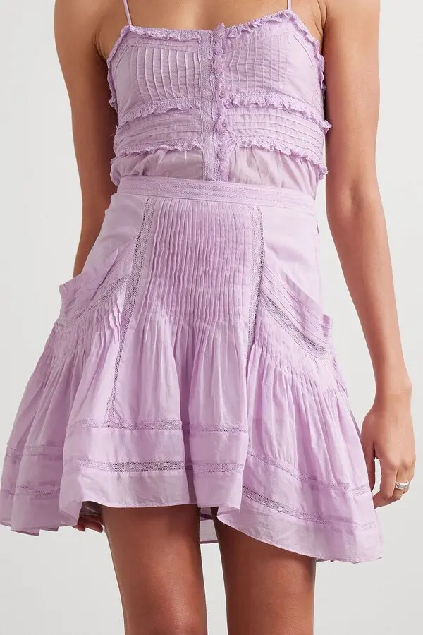 MARANT ETOILE Giuliani Pintucked Cotton Voile Mini Skirt