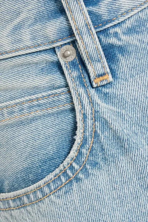 SLVRLAKE Nico Distressed Mid-rise Wide-leg Jeans - Light Denim