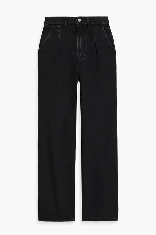 Loulou De Saison Attu Pleated Highrise Wideleg Jeans - Black