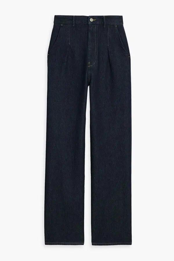 Loulou De Saison Attu Pleated Highrise Wideleg Jeans - Dark Denim