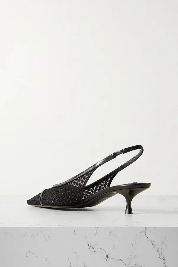 Victoria Beckham Logo-embellished Point D'esprit Slingback Pumps