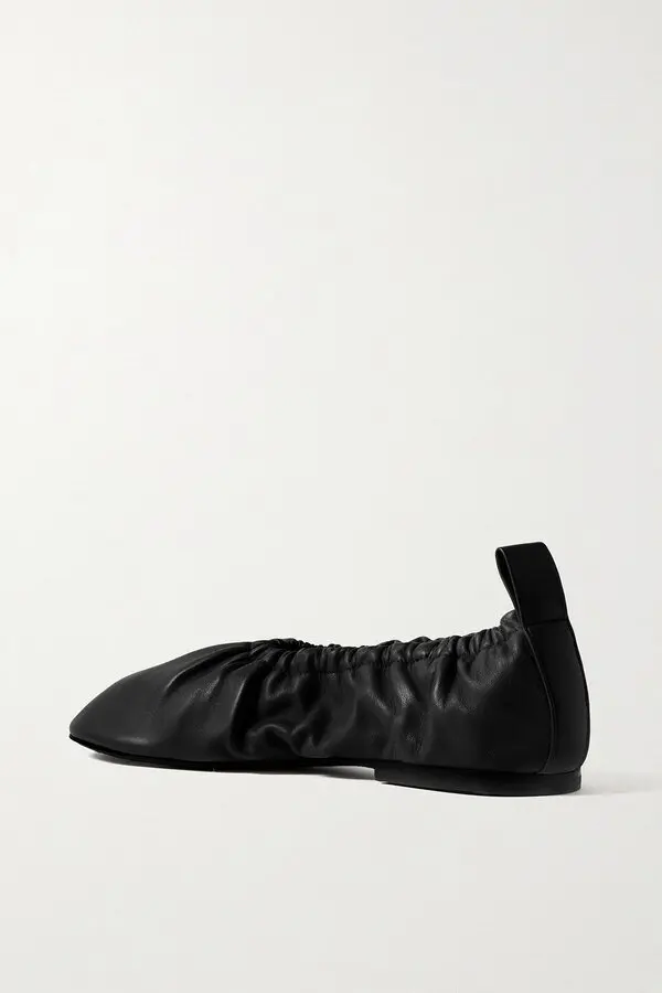 JIL SANDER Gathered Leather Ballet Flats