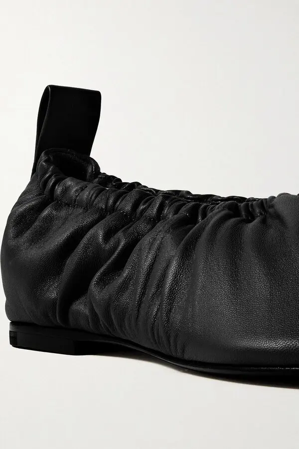 JIL SANDER Gathered Leather Ballet Flats