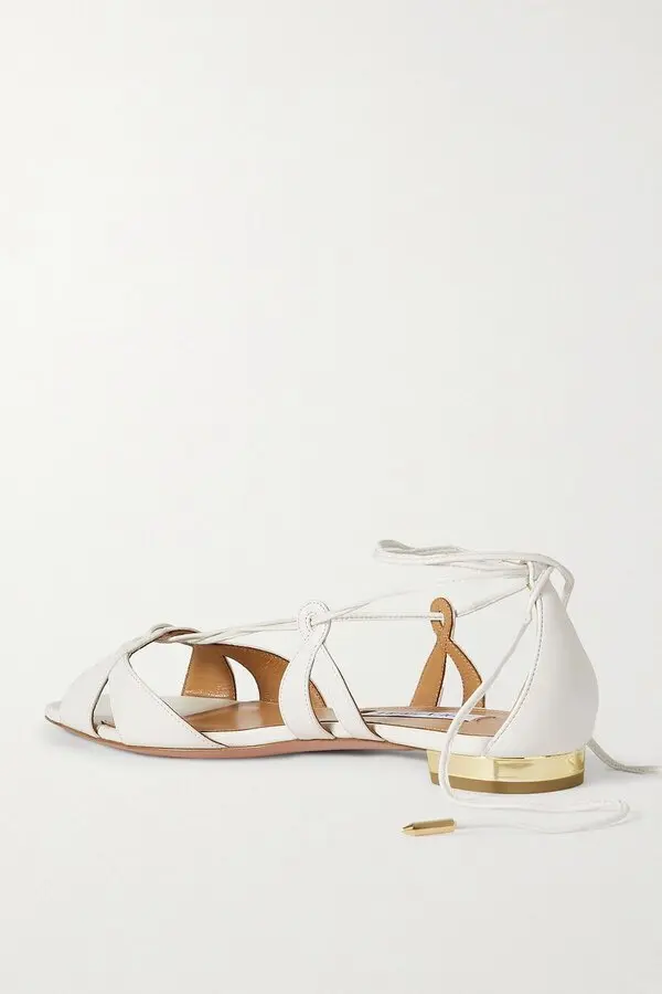 AQUAZZURA Cala Di Volpe Leather Lace-up Sandals