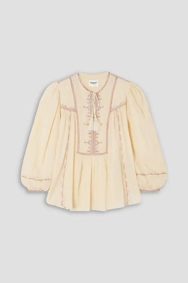 MARANT ETOILE Sileka Embroidered Cotton-gauze Blouse - Cream