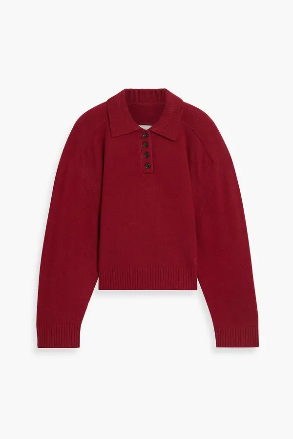 Loulou De Saison Homere Cashmere Polo Sweater - Burgundy