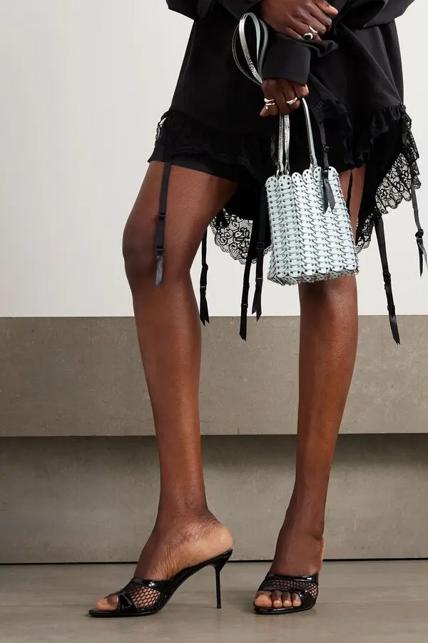 Paris Texas Lidia Patent Leather And Mesh Mules