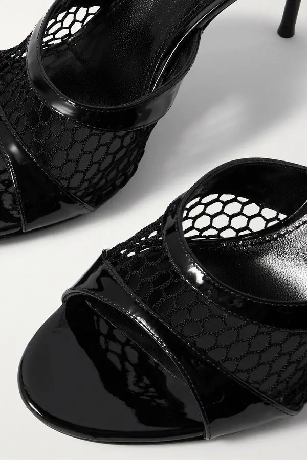 Paris Texas Lidia Patent Leather And Mesh Mules