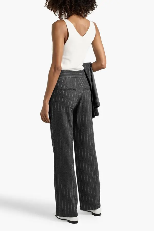 Loulou De Saison Lizzie Pinstriped Wool-blend Flannel Straight-leg Pants