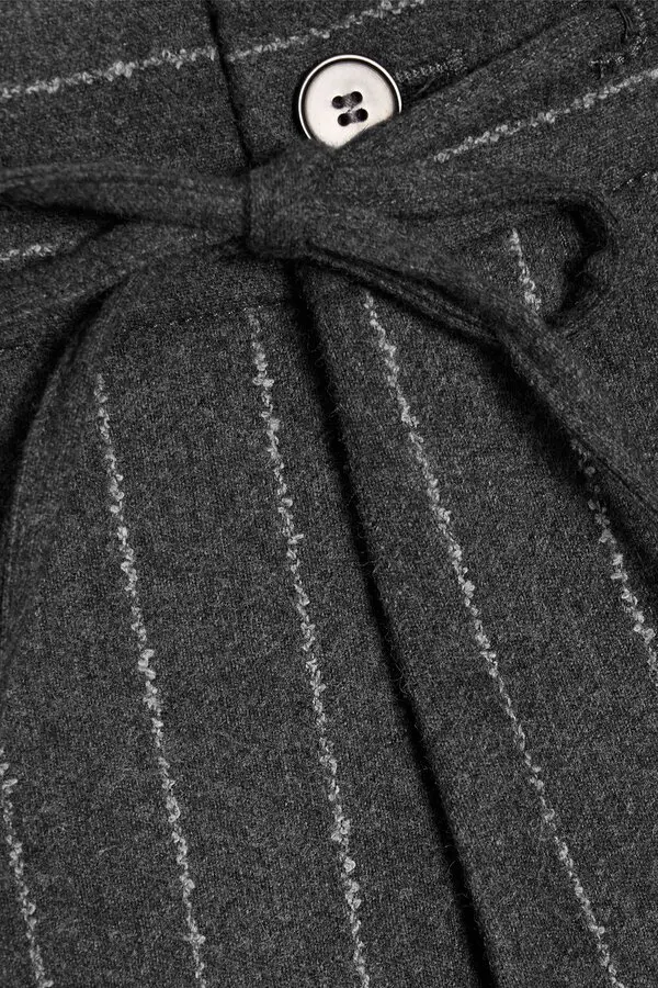 Loulou De Saison Lizzie Pinstriped Wool-blend Flannel Straight-leg Pants