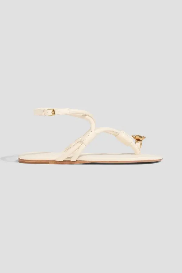 Farm Rio Embellished Leather Sandals