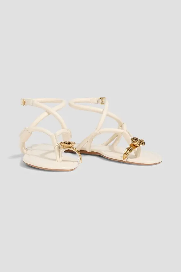 Farm Rio Embellished Leather Sandals