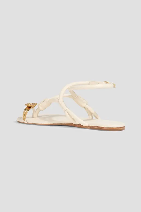 Farm Rio Embellished Leather Sandals