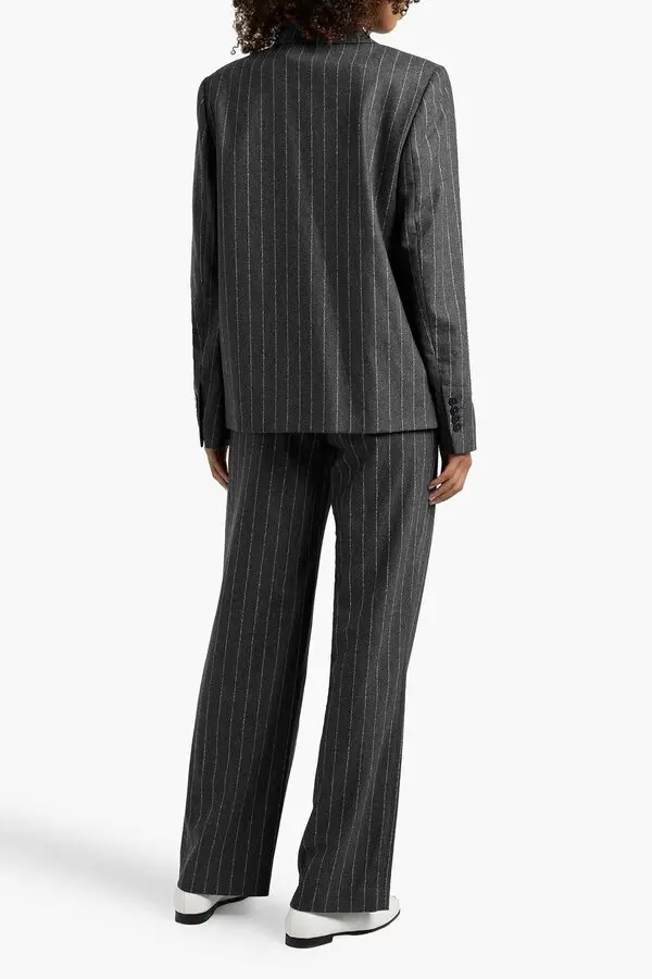 Loulou De Saison Double-breasted Pinstriped Wool-blend Flannel Blazer