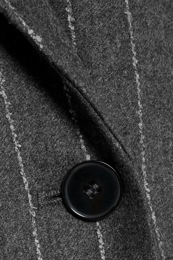 Loulou De Saison Double-breasted Pinstriped Wool-blend Flannel Blazer