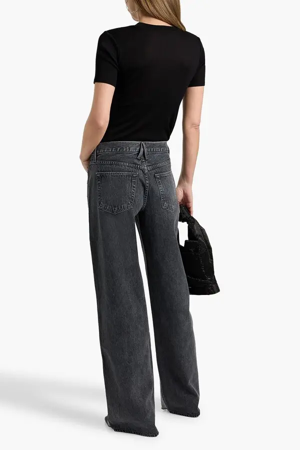 SLVRLAKE Mica Twotone Lowrise Wideleg Jeans - Dark Gray