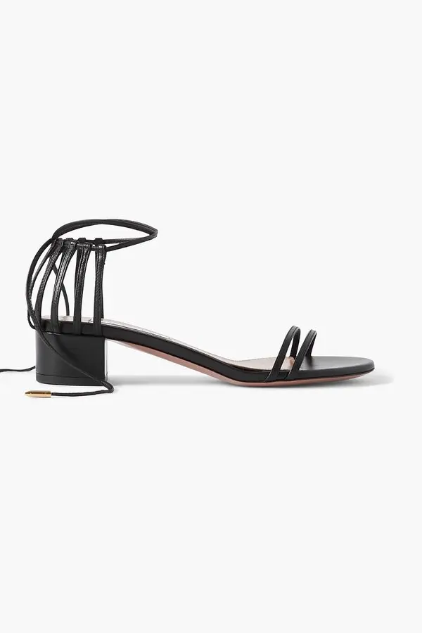 AQUAZZURA Straight To Heaven Leather Sandals - Black