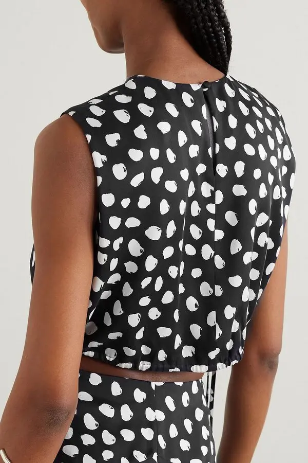 Tove Cecily Cropped Silk-satin Top - Black