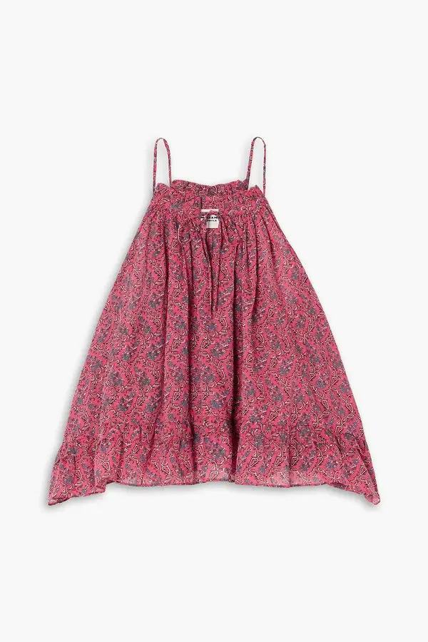 MARANT ETOILE Fabino Ruffled Printed Cotton-voile Blouse - Fuchsia
