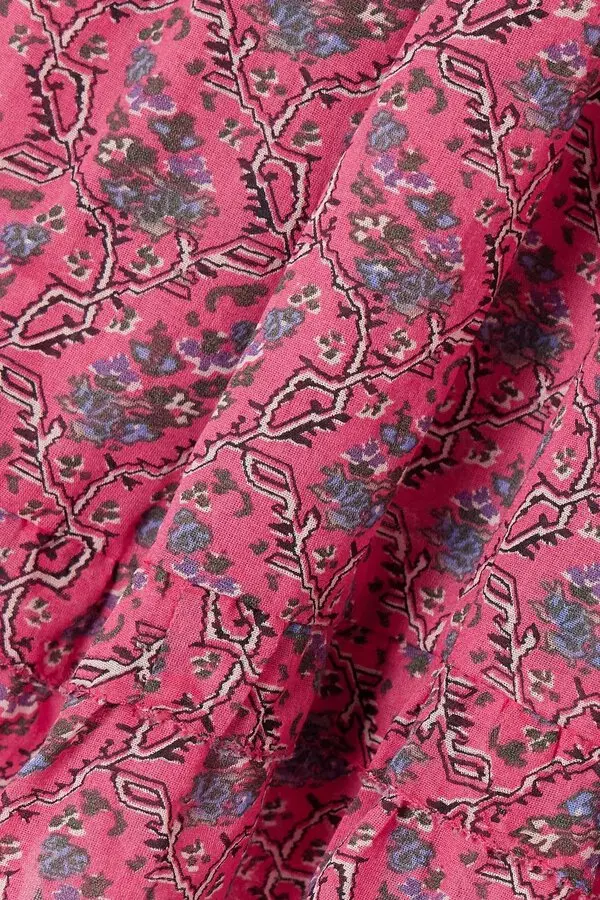 MARANT ETOILE Fabino Ruffled Printed Cotton-voile Blouse - Fuchsia