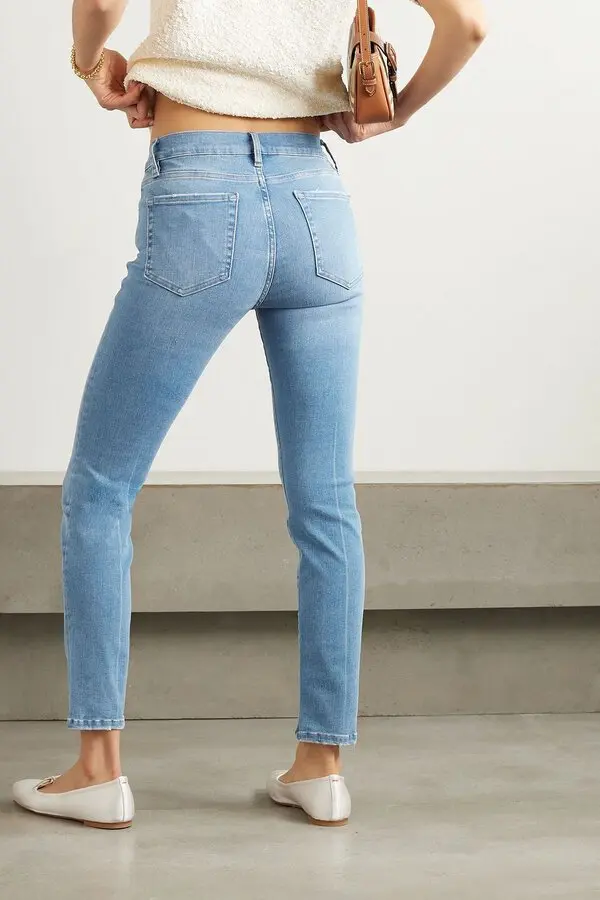 FRAME Le Garçon Cropped Slim Jeans - Light Denim