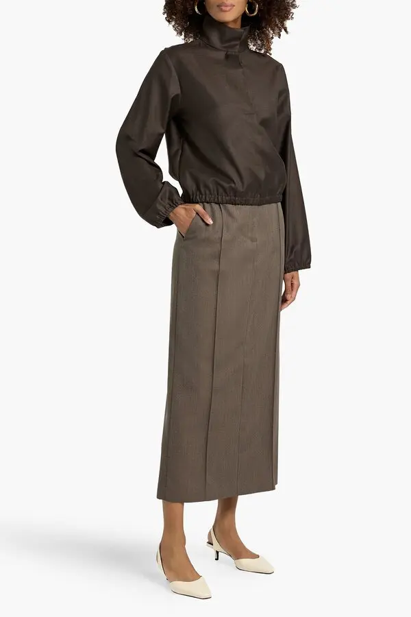Loulou De Saison Vera Wool Tweed Midi Skirt