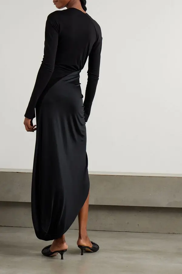 Victoria Beckham Knotted Draped Jersey Midi Dress