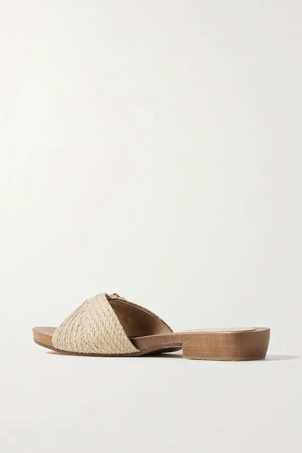 Gabriela Hearst Clover Buckled Jute Slides - Ecru