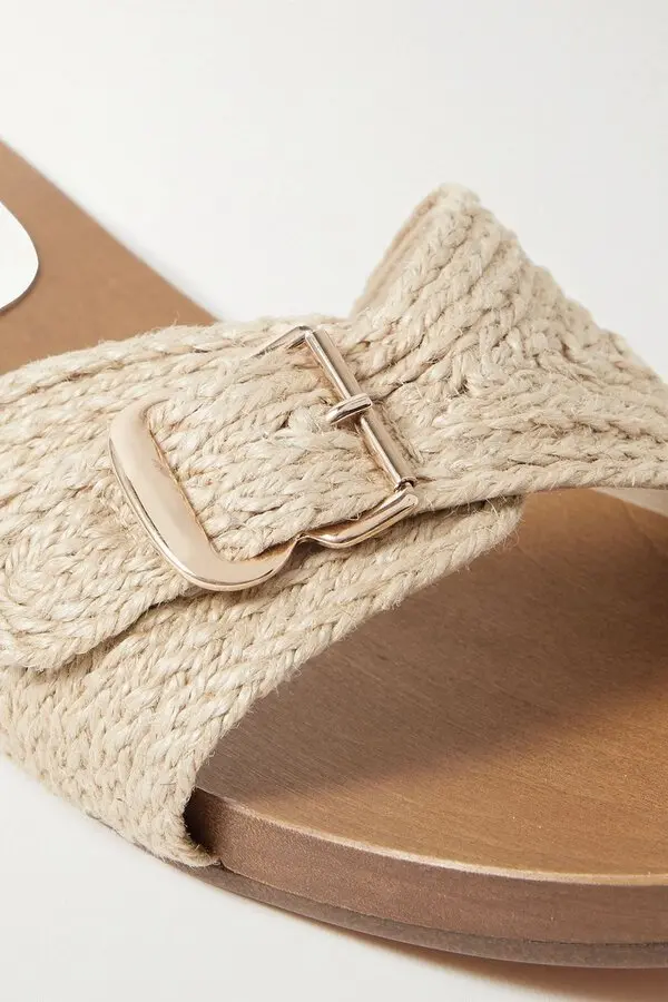 Gabriela Hearst Clover Buckled Jute Slides - Ecru