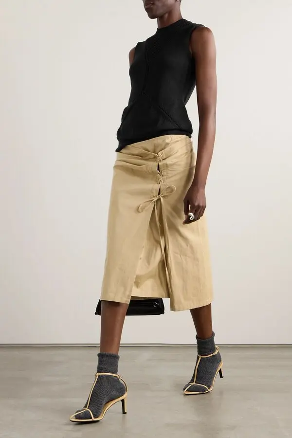 JIL SANDER Pointelle Knit Wool And Cotton-blend Top
