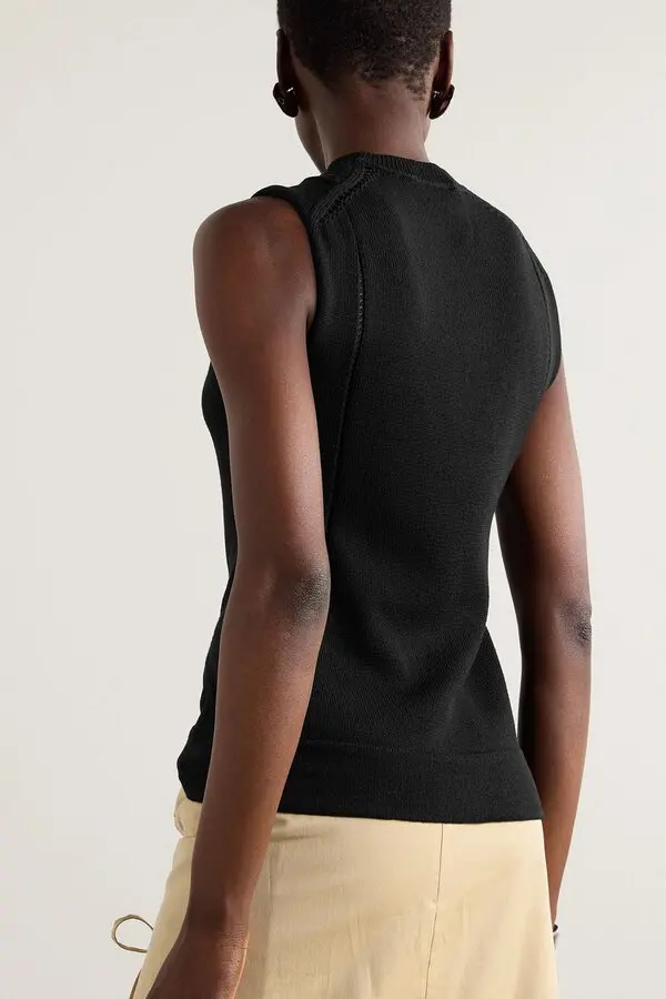 JIL SANDER Pointelle Knit Wool And Cotton-blend Top
