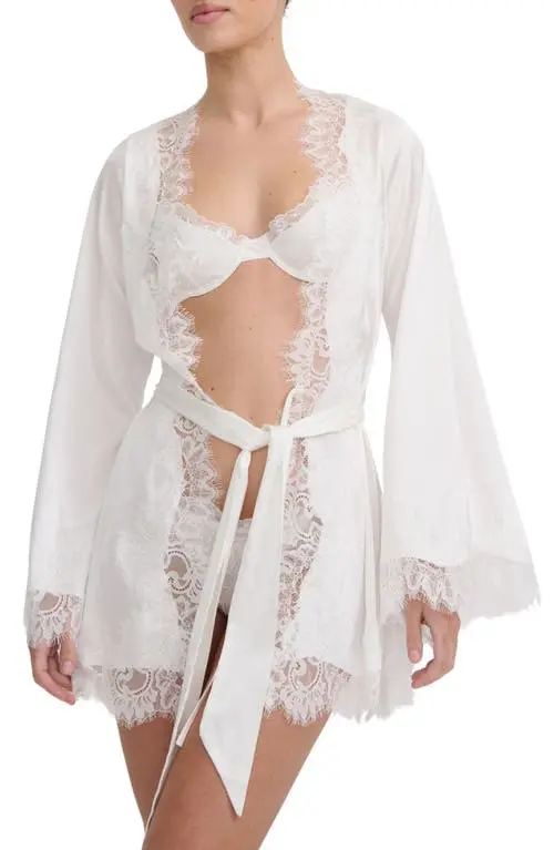 KAT THE LABEL Olivia Lace Trim Robe - Ivory
