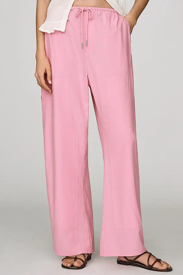 PISTOLA Theo Drawstring Poplin Pants - Azalea