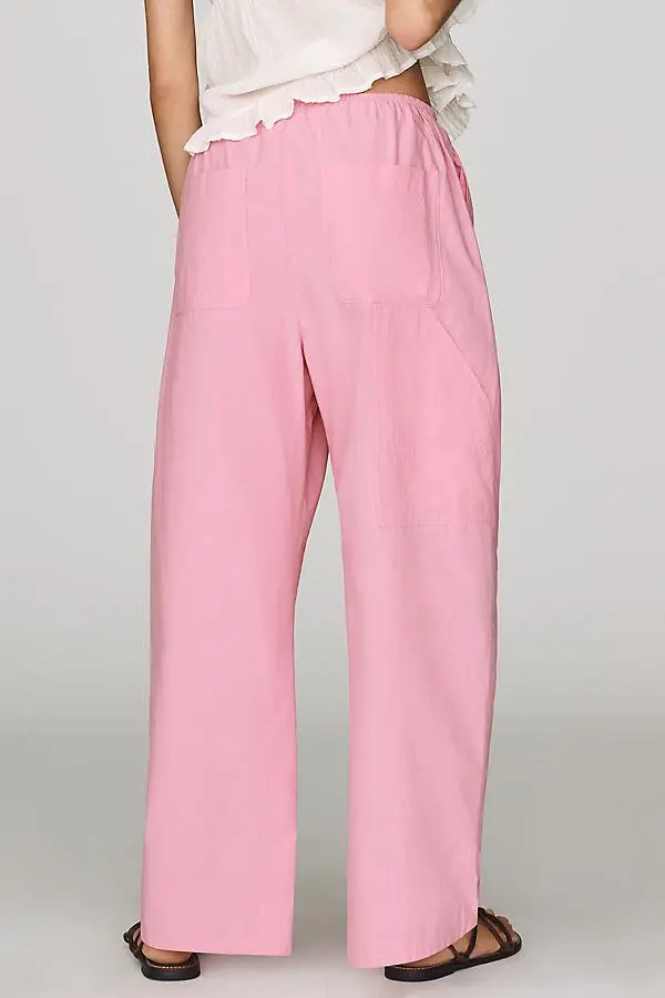 PISTOLA Theo Drawstring Poplin Pants - Azalea