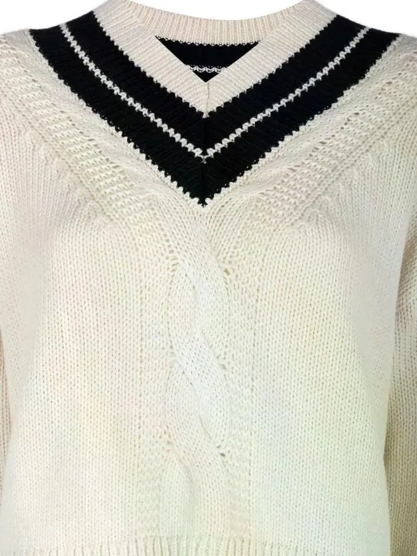 NILI LOTAN Suneel Cable Knit V-neck Sweater