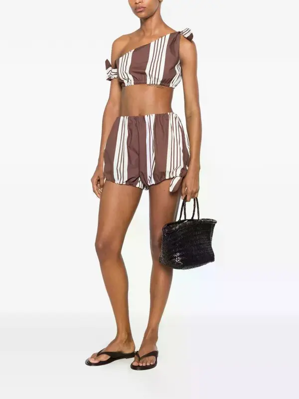 Posse Rosie Striped Shorts - Brown