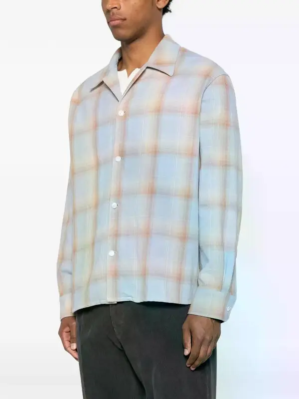 SECOND / LAYER Logan Ombre Checked Shirt - Blue