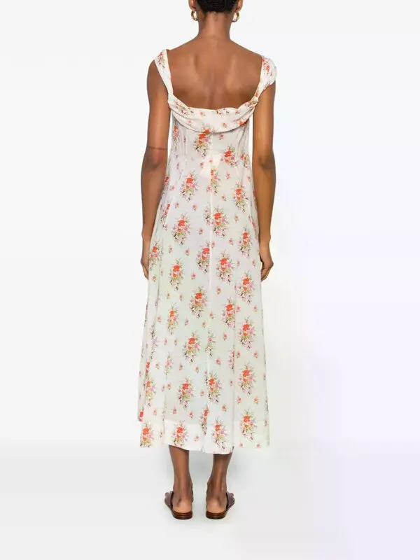 DÔEN Clea Floral-print Midi Dress - Neutrals