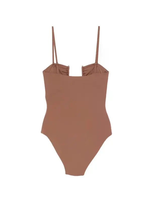 Christopher Esber Arced Ruched Swimsuit - Brown