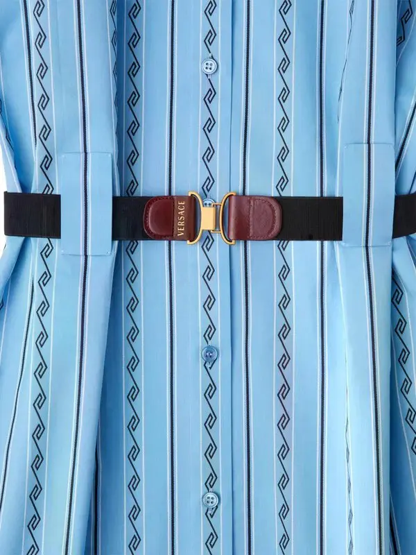 Versace Jacquard Greca Motif Shirt Mini Dress