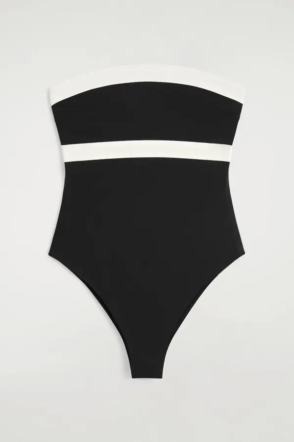 Cos Color-block Scuba Bandeau Swimsuit - Black