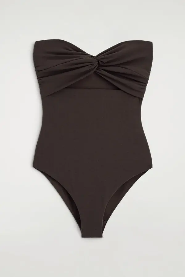 Cos Twisted Textured Cutout Swimsuit - Brown