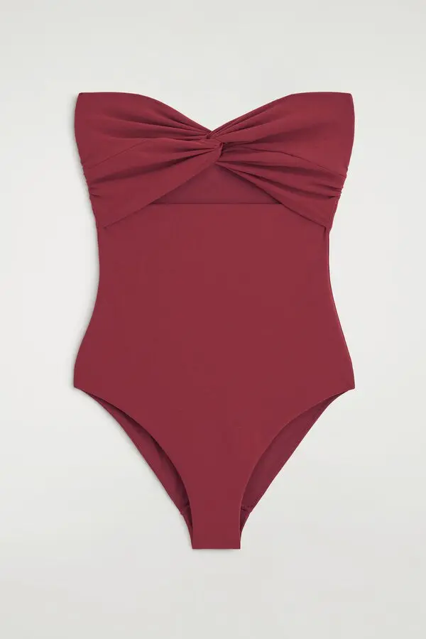 Cos Twisted Textured Cutout Swimsuit - Red
