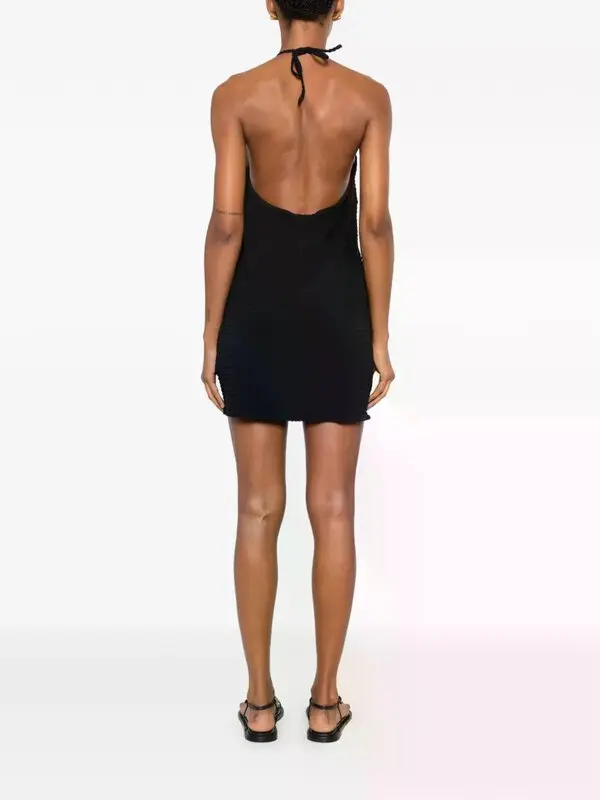 Hunza G Crinkle-effect Halterneck Mini Dress
